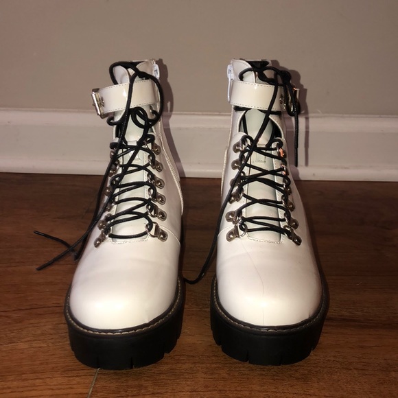 Shoes | White Paton Leather Boots | Poshmark